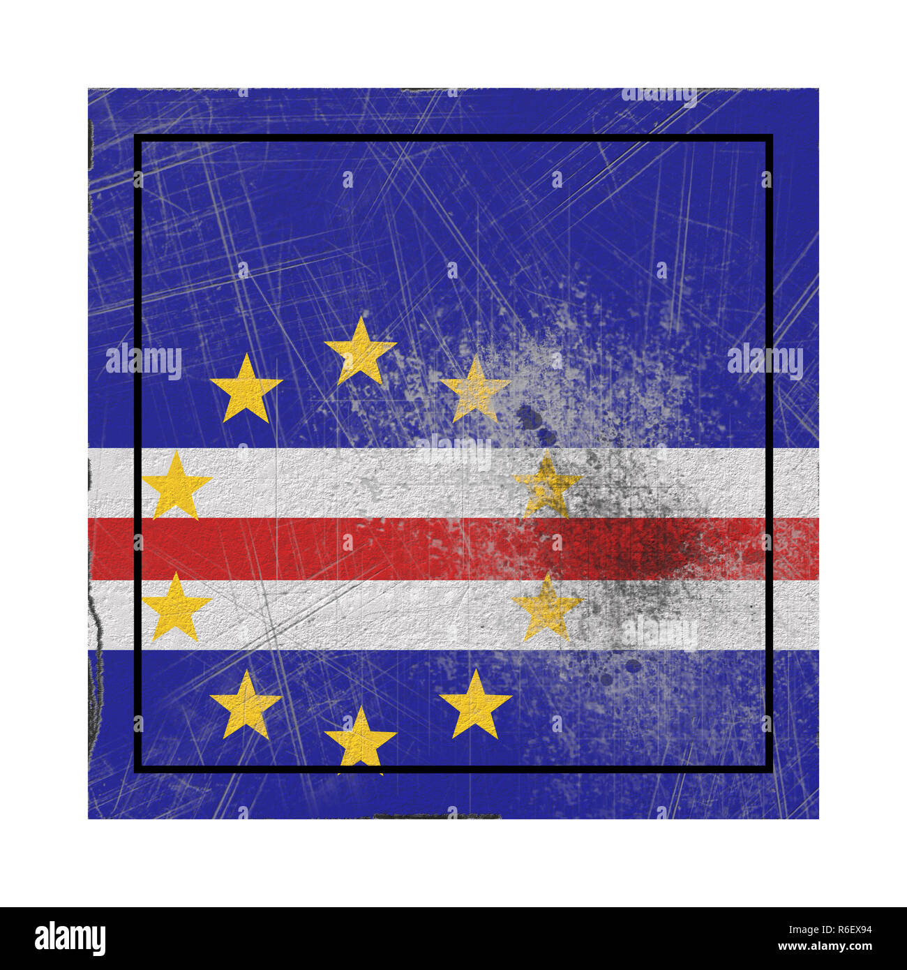 3d rendering of an old Cape Verde flag in a concrete square Stock Photo ...
