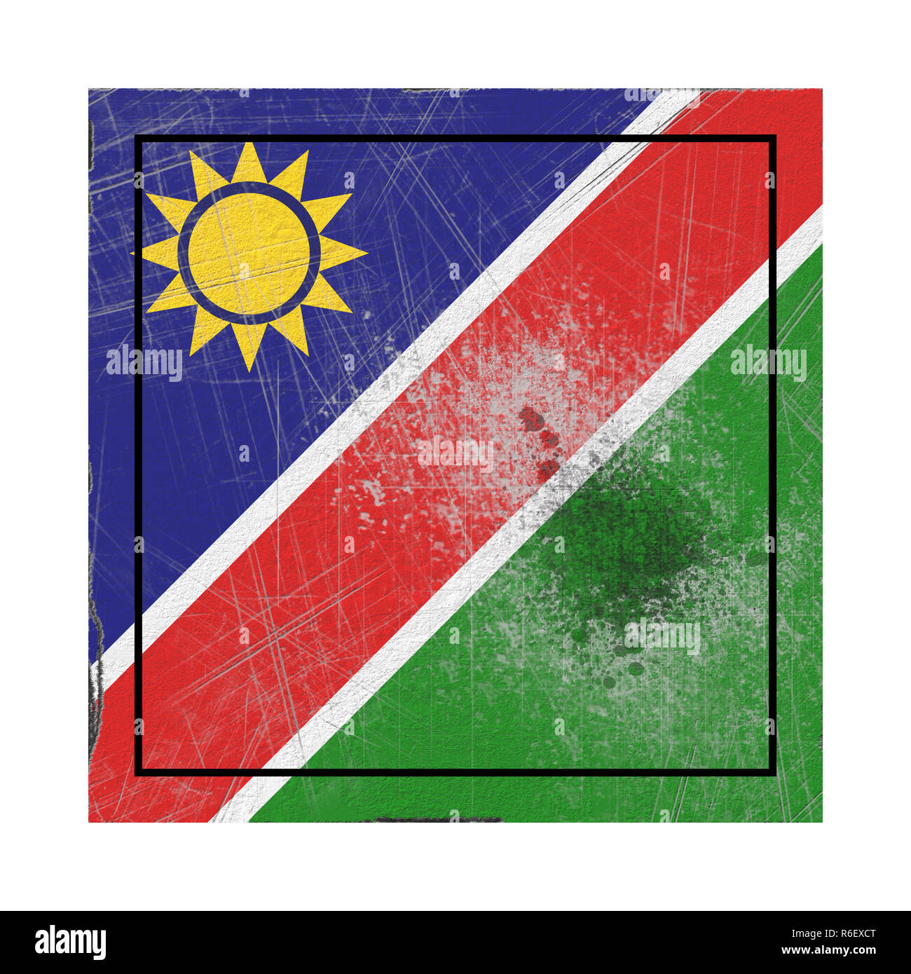 3d rendering of an old Namibia flag in a concrete square Stock Photo ...