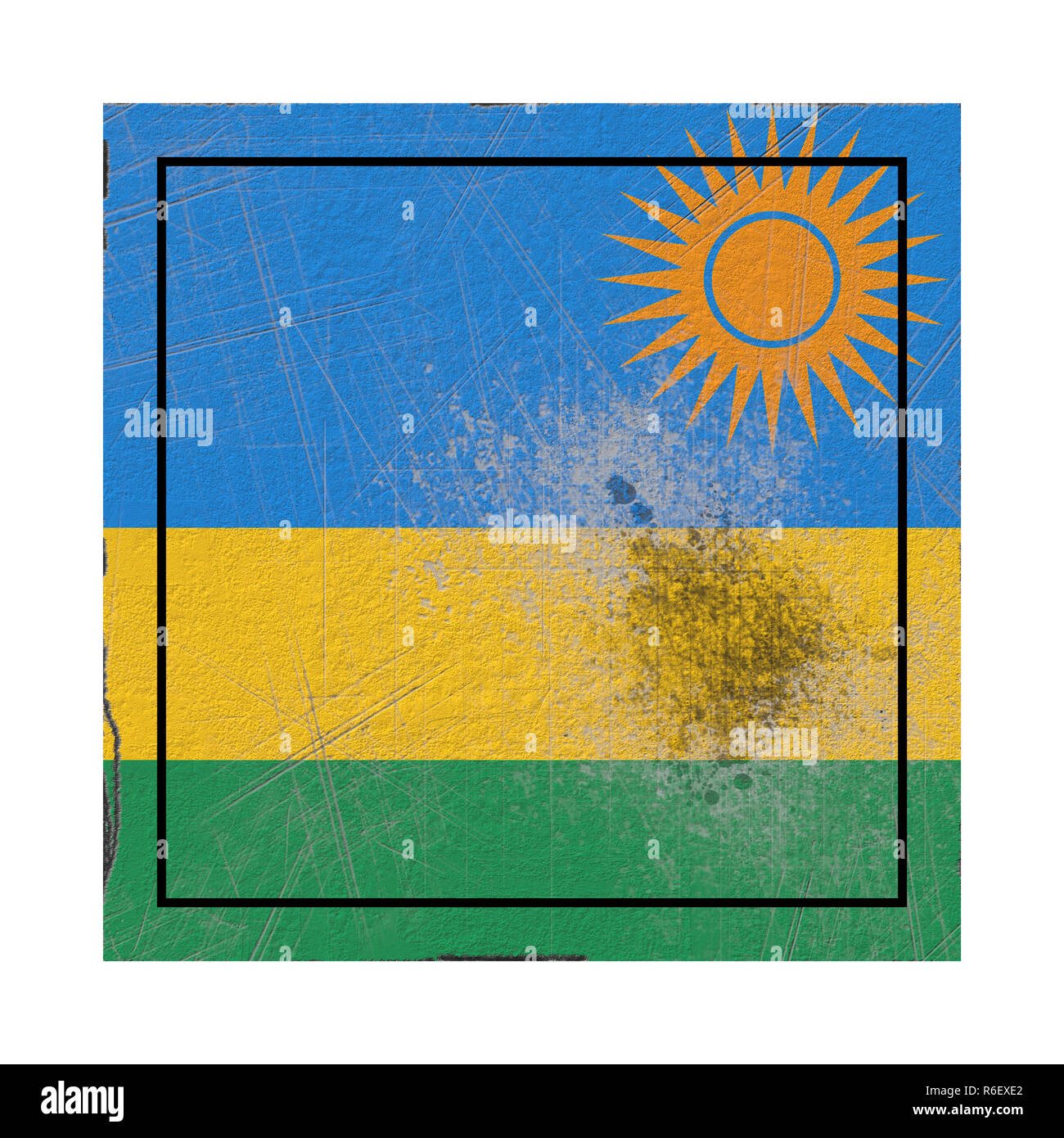 3d rendering of an old Rwanda flag in a concrete square Stock Photo - Alamy