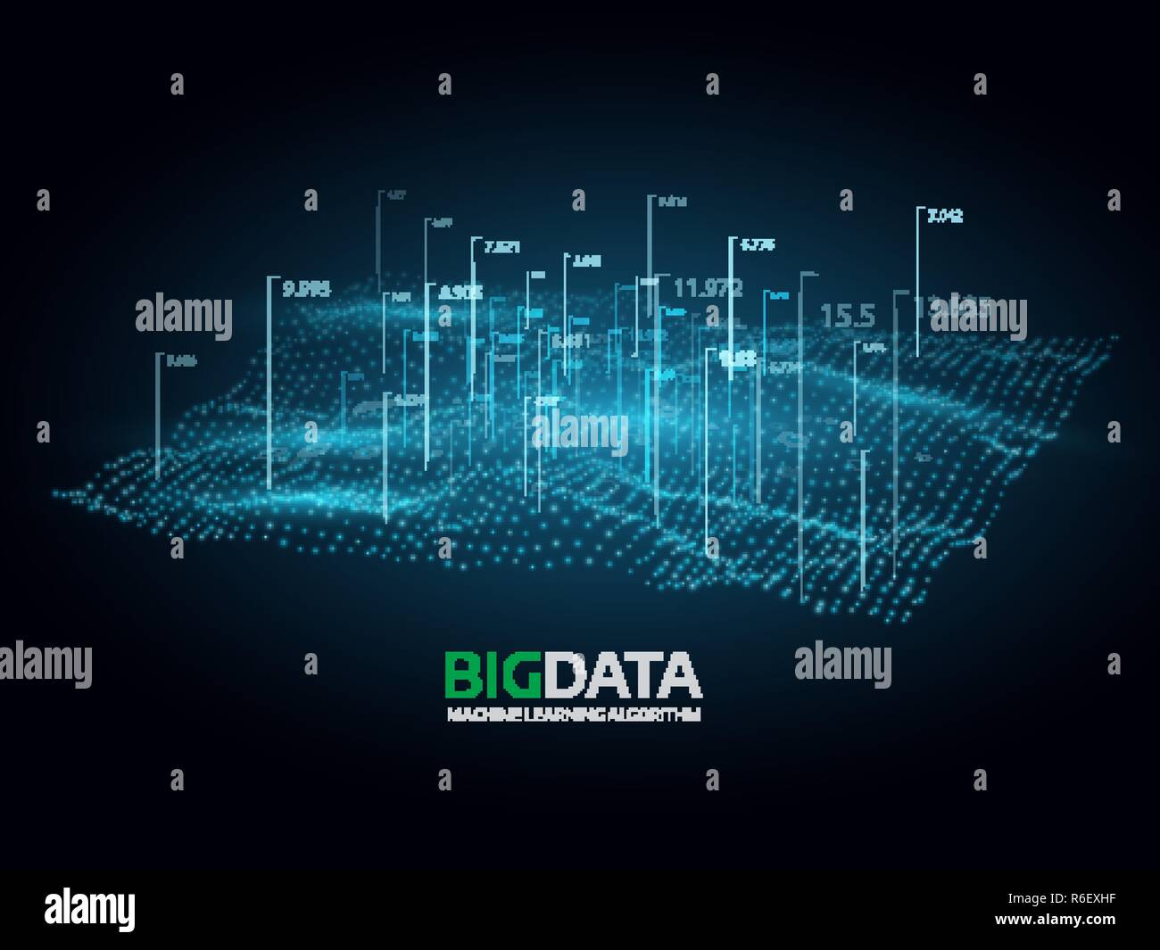 Big data visualization. Futuristic vector background on black Stock ... Big data visualization. Futuristic vector background on black Stock ...