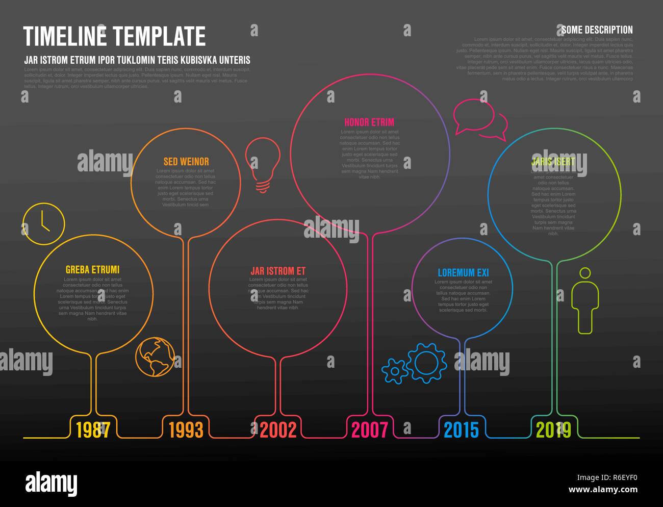 Vector Infographic time line template made from thin line circles and ...