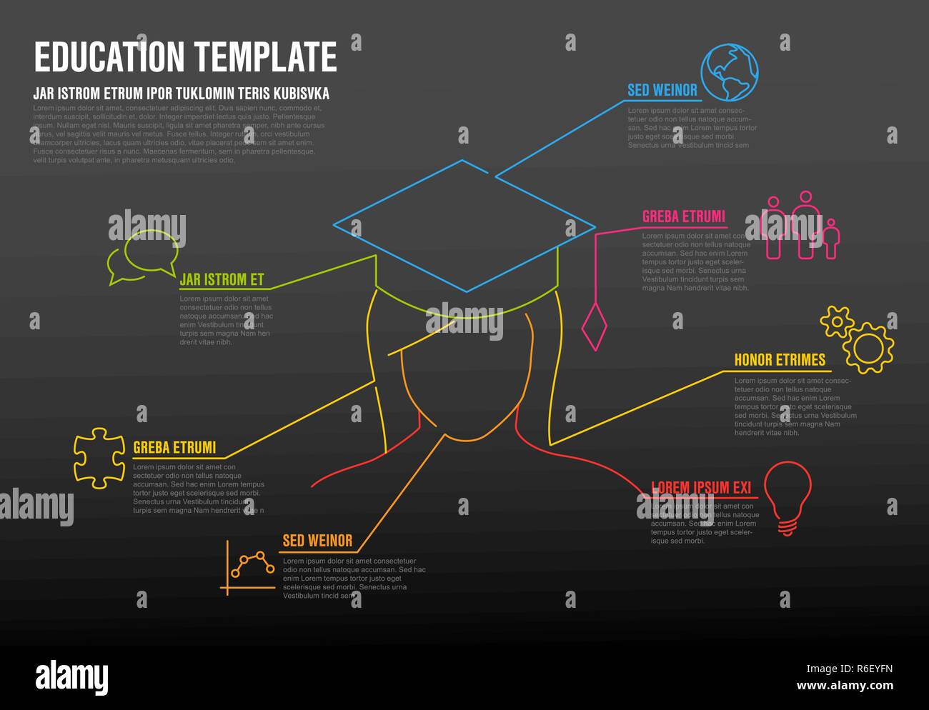 School education Infographic template made from colorful lines and ...