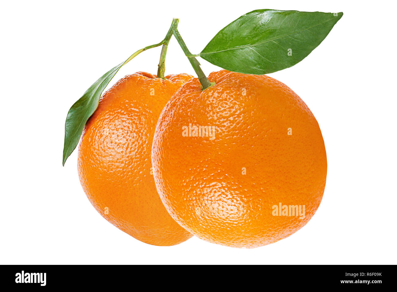 Orange fruit with leaf isolated on white Stock Photo - Alamy