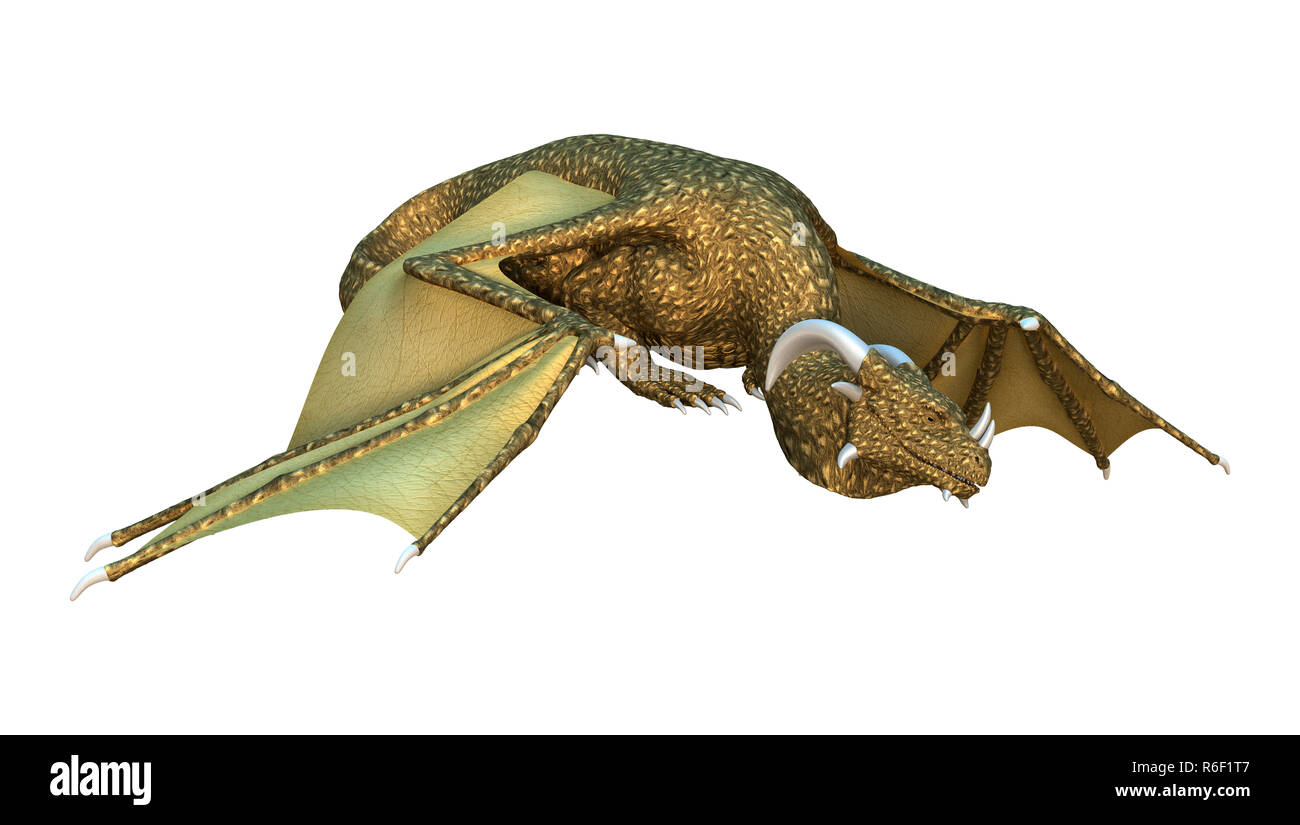 3D Rendering Fantasy Dragon on White Stock Photo - Alamy
