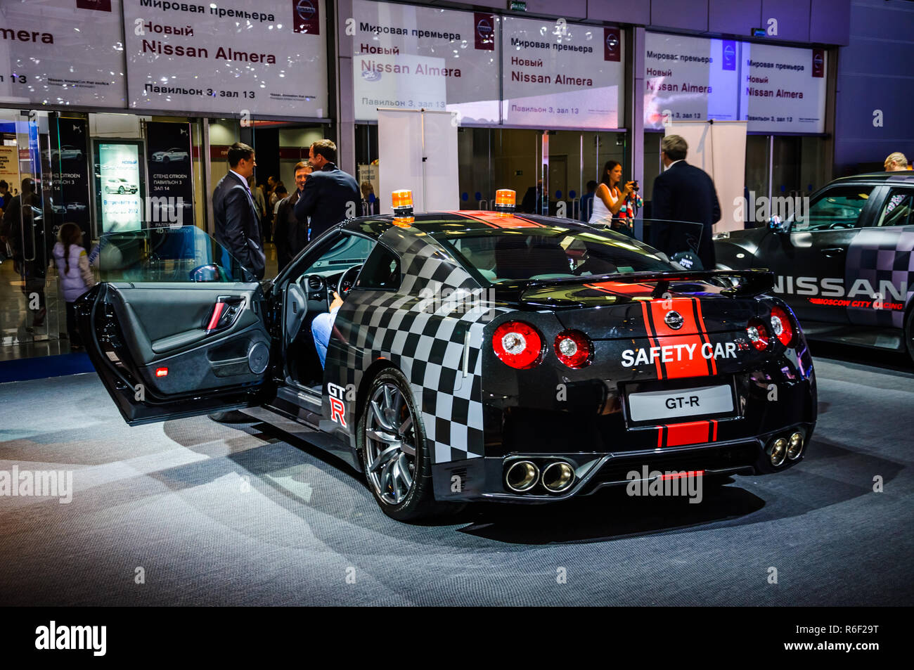 MOSCOW, RUSSIA - AUG 2012: NISSAN GT-R R35 SAFETY CAR presented as ...