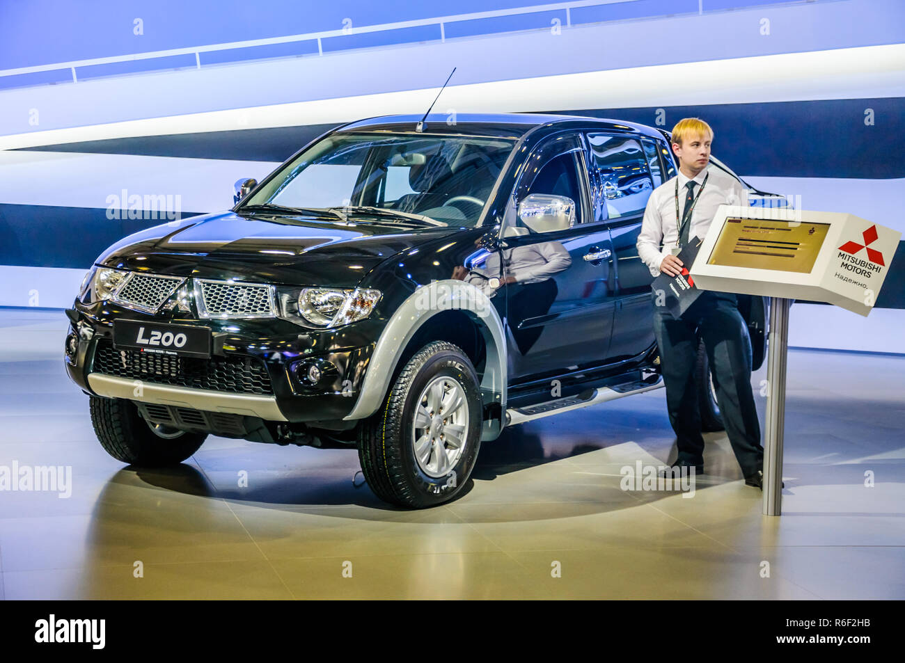 MOSCOW, RUSSIA - AUG 2012: MITSUBISHI L200 4TH GENERATION presented as ...
