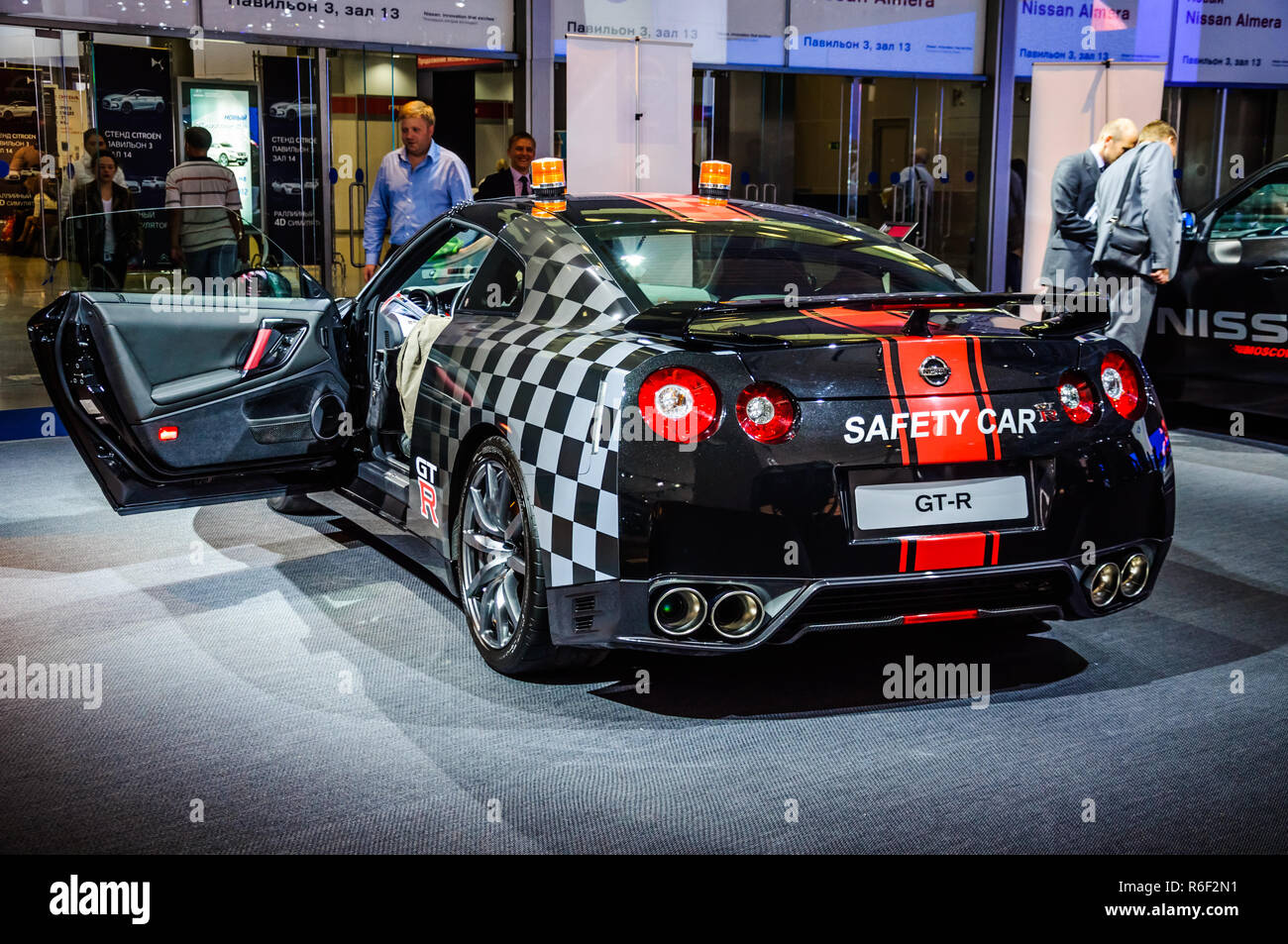 MOSCOW, RUSSIA - AUG 2012: NISSAN GT-R R35 SAFETY CAR presented as ...
