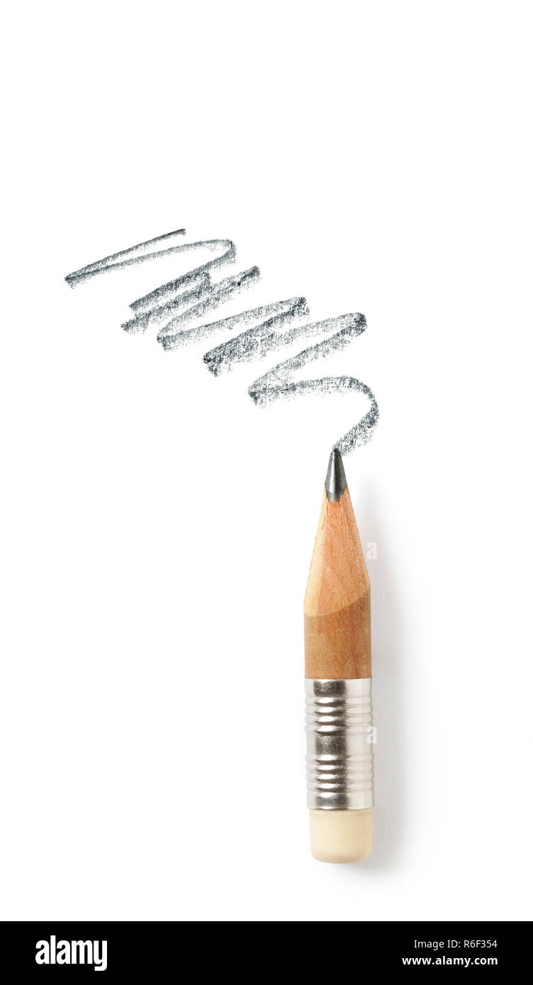 Very short pencil and crayon trace againts white background Stock Photo ...