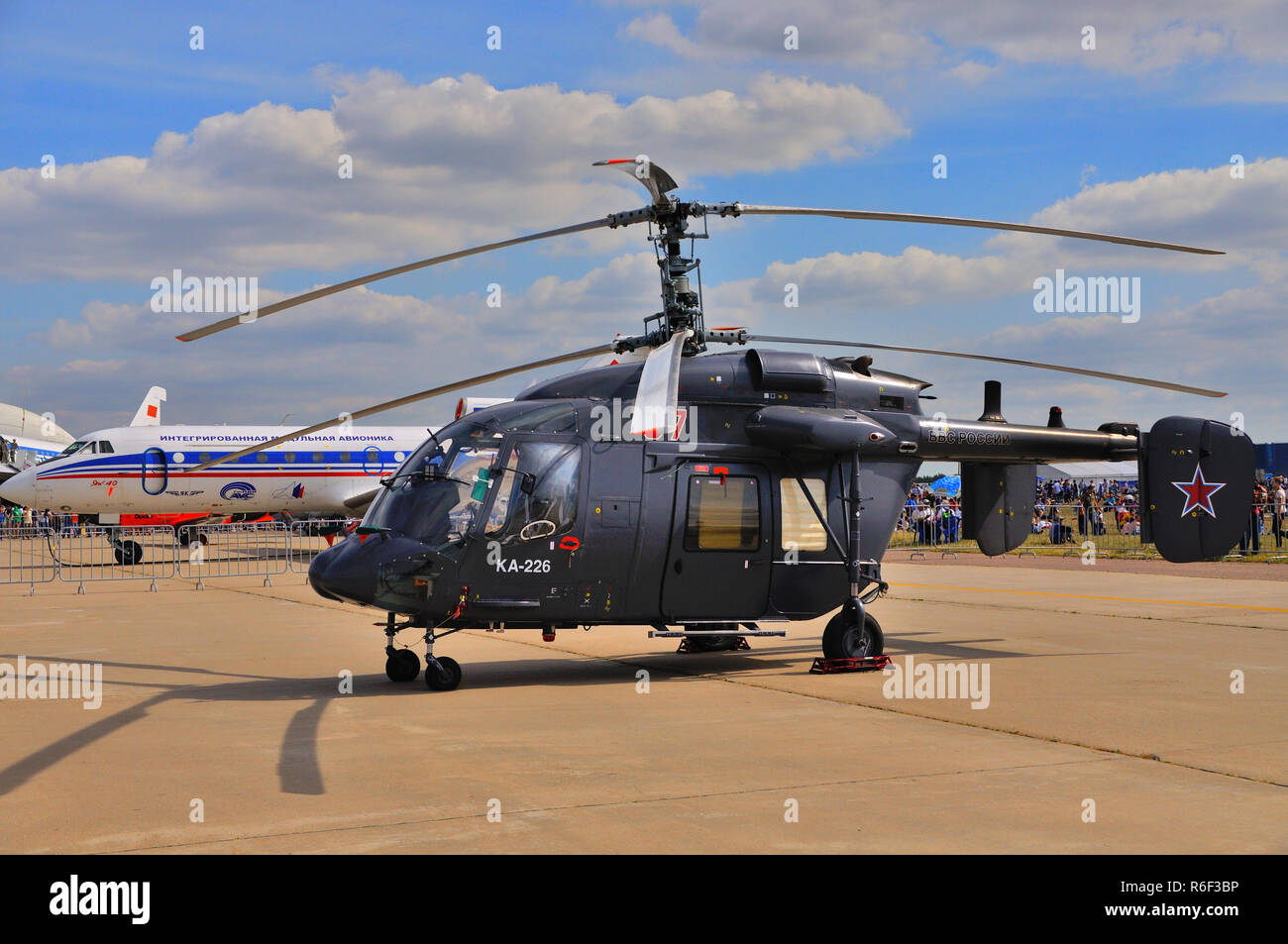 MOSCOW, RUSSIA - AUG 2015: utility helicopter Ka-226 Hoodlum presented ...