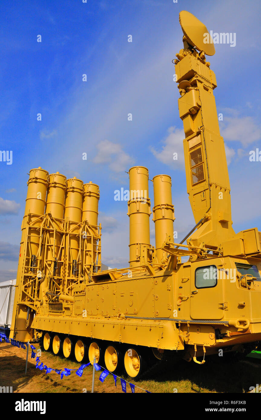 MOSCOW, RUSSIA - AUG 2015: anti-ballistic missile system S-300VM "Antey ...