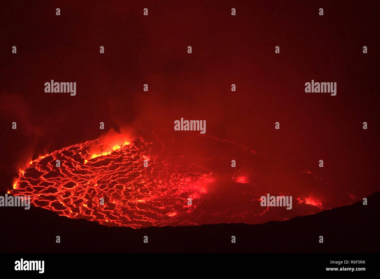 Mouth of the volcano with magma. Molten magma in the muzzle Stock Photo ...
