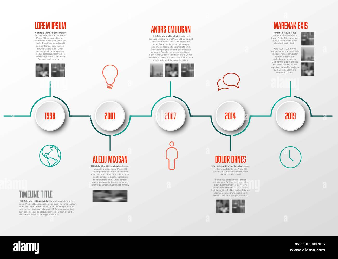 Infographic Company Milestones Timeline Template with circles and photo ...