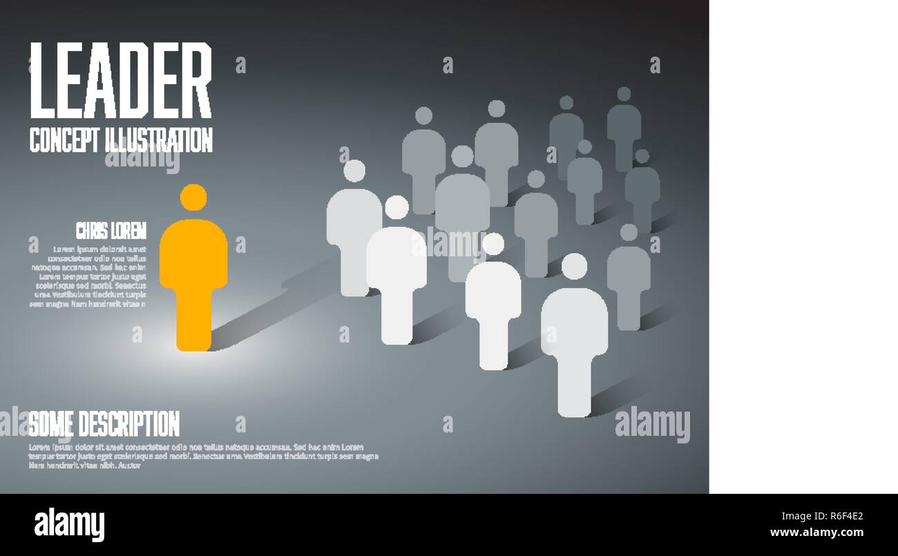 Team leader concept illustration - crowd of figures with the yellow ...