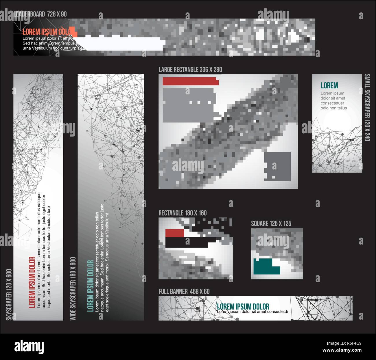 Banner templates collection with modern abstract network background ...