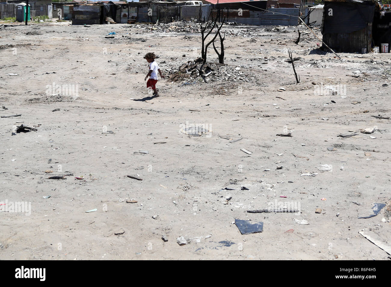 Cape Town South Africa 30th Dec 2013 A child walks through a informal ...