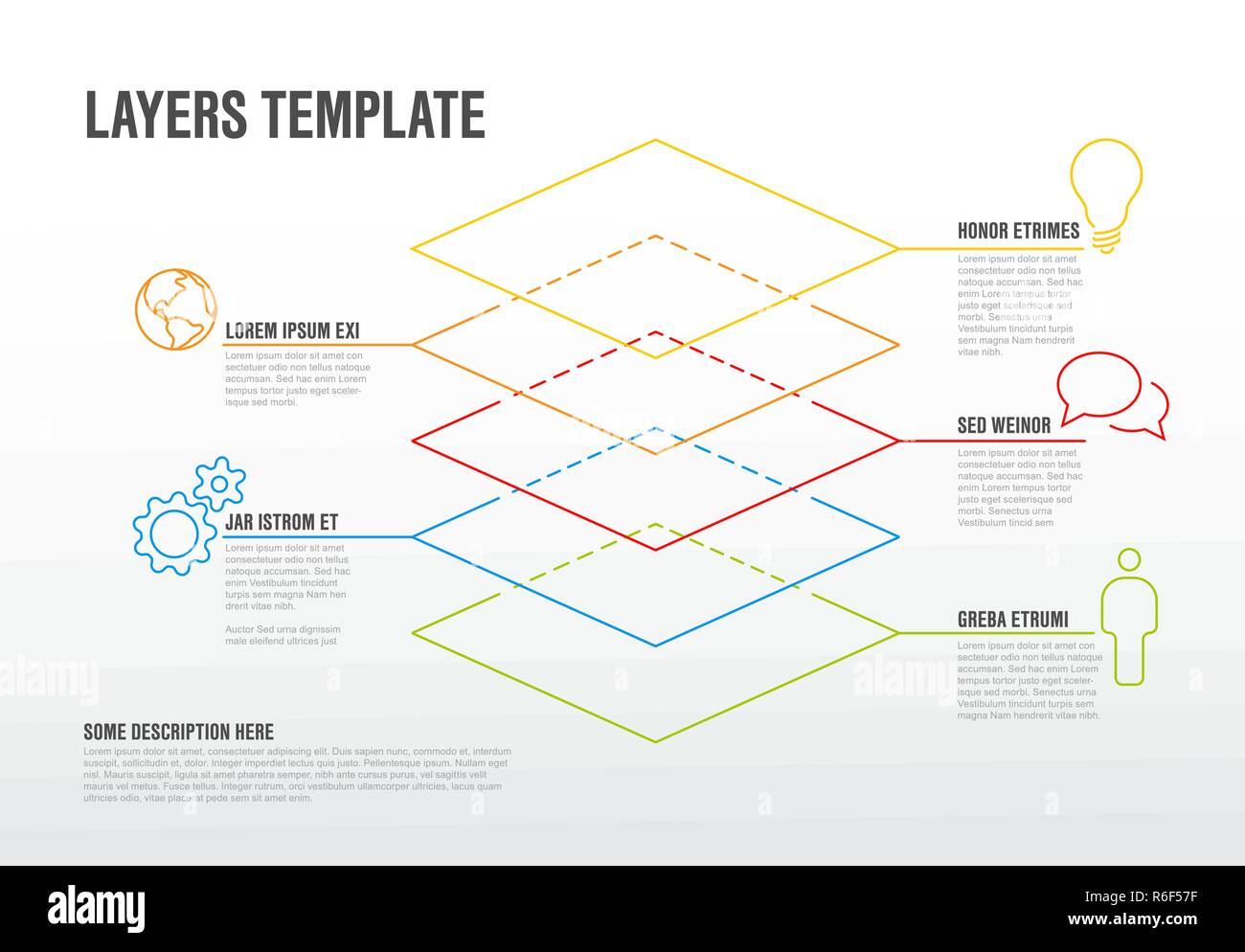 Vector Infographic layers template with five levels for material ...