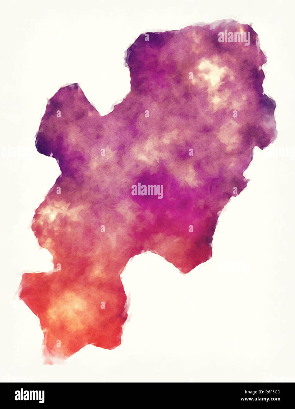 Daegu province watercolor map of South Korea in front of a white ...