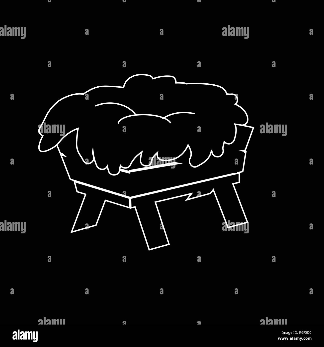 Christmas Empty Jesus Manger Vector Outline Icon Symbol Design. Vector ...