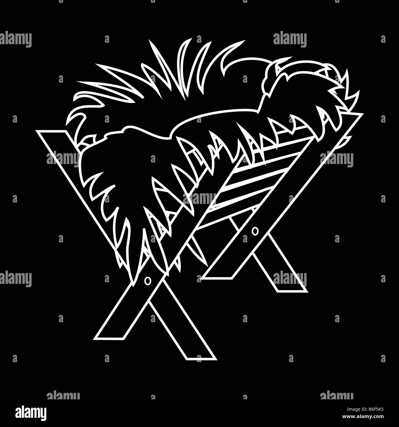 Jesus Manger. Vector Outline Icon Symbol Design. Vector Christmas ...