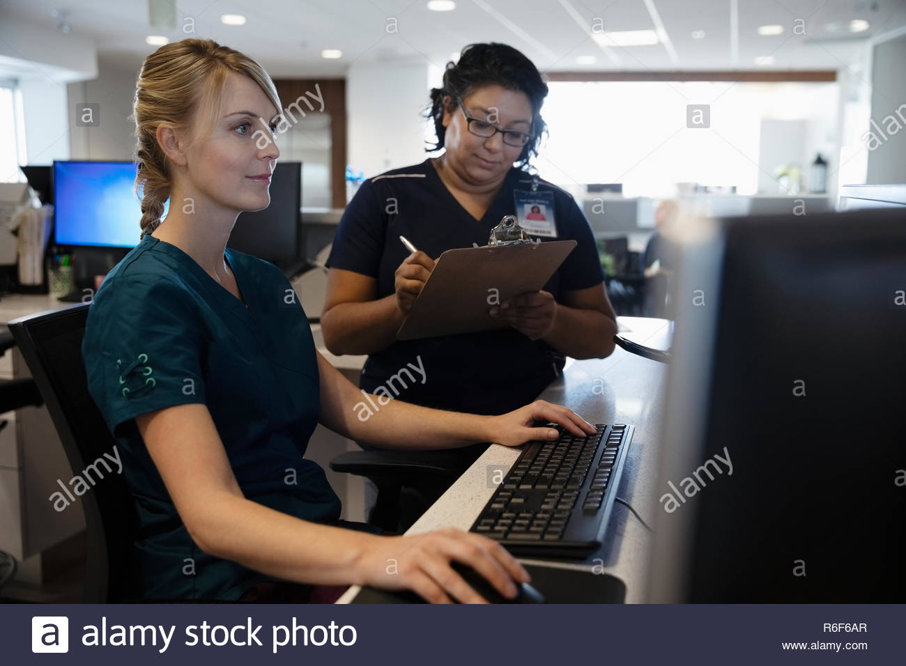 Happy nurses hospital not doctor hi-res stock photography and images ...