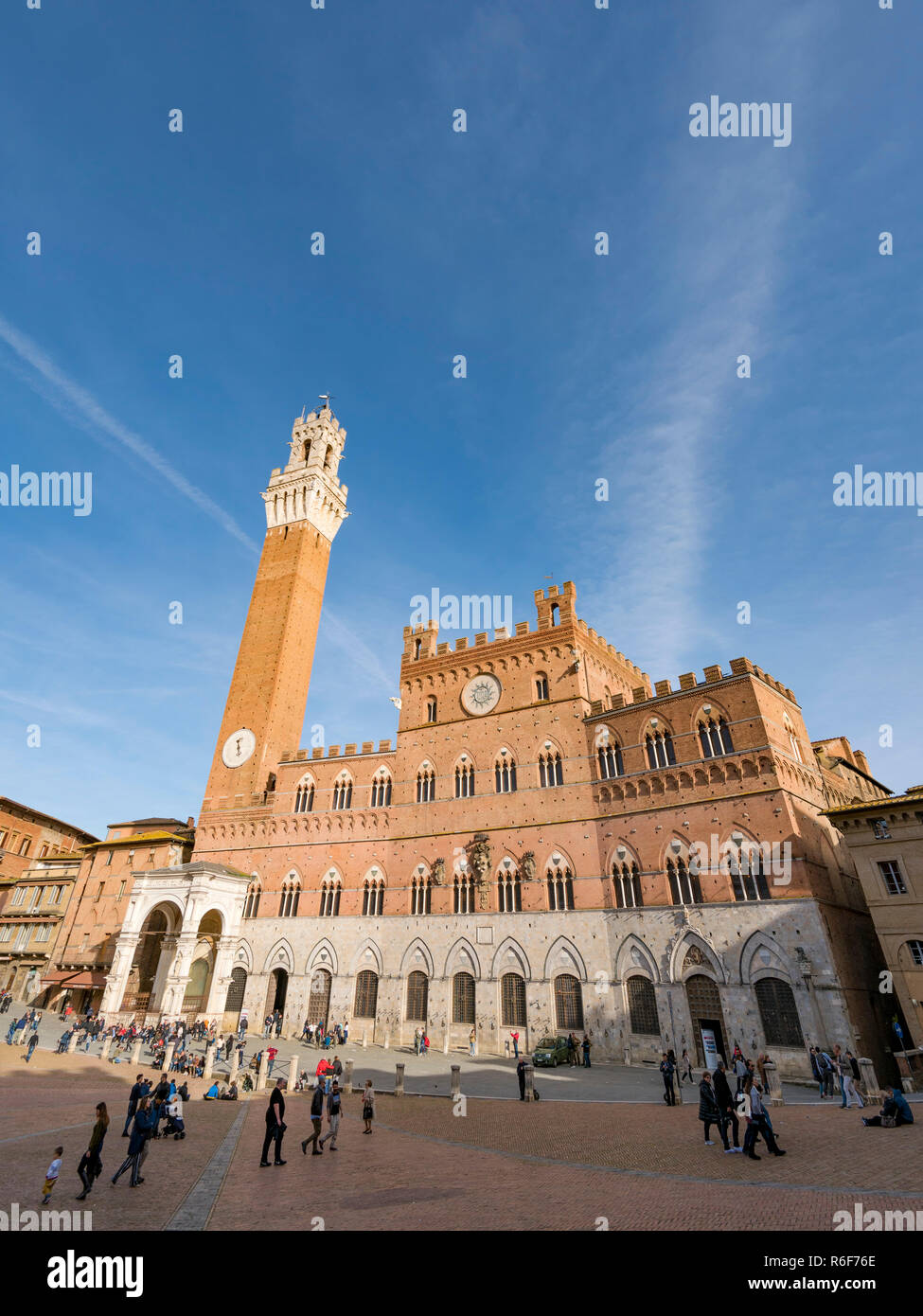 Siena town hall townhall palazzo pubblico with belltower hi-res stock ...