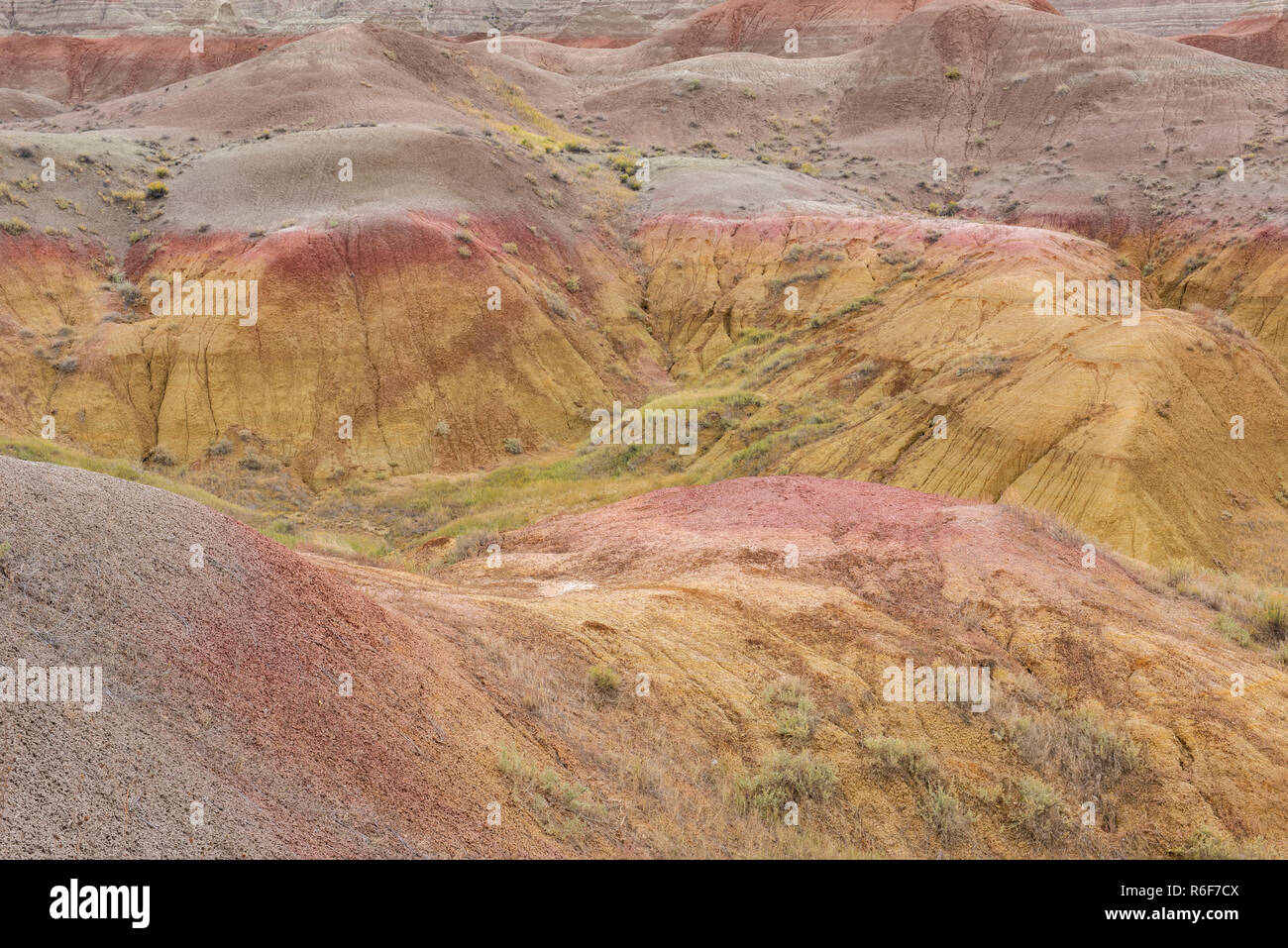 Yellow Mounds,Yellow Mounds Overlook, Badlands NP, Fall, S. Dakota, USA ...
