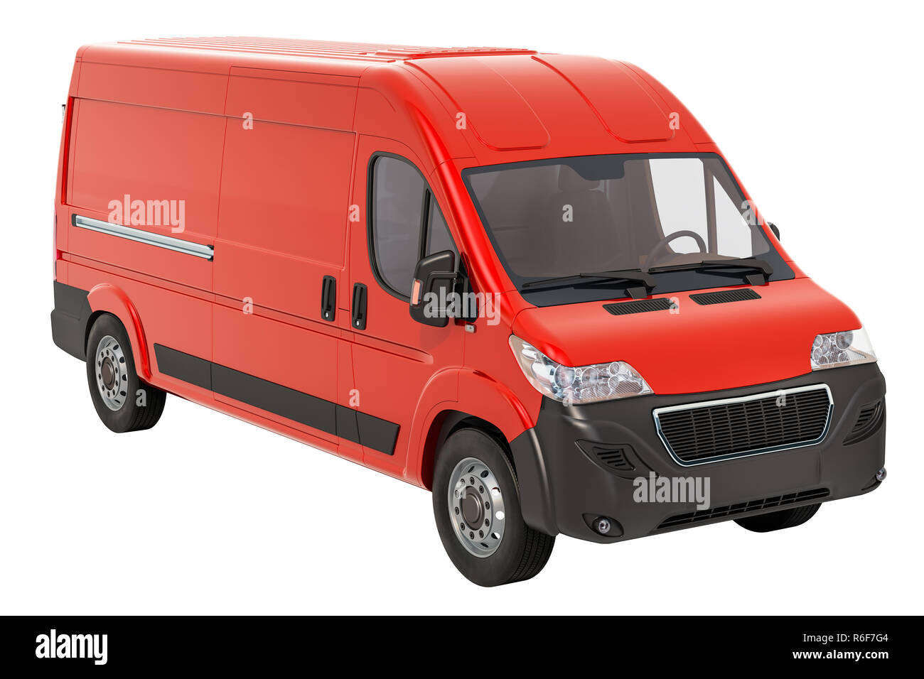 Commercial delivery van, 3D rendering isolated on white background ...
