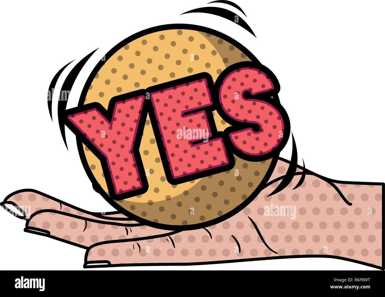 open hand receiving comic words in speech bubble Stock Vector Image ...