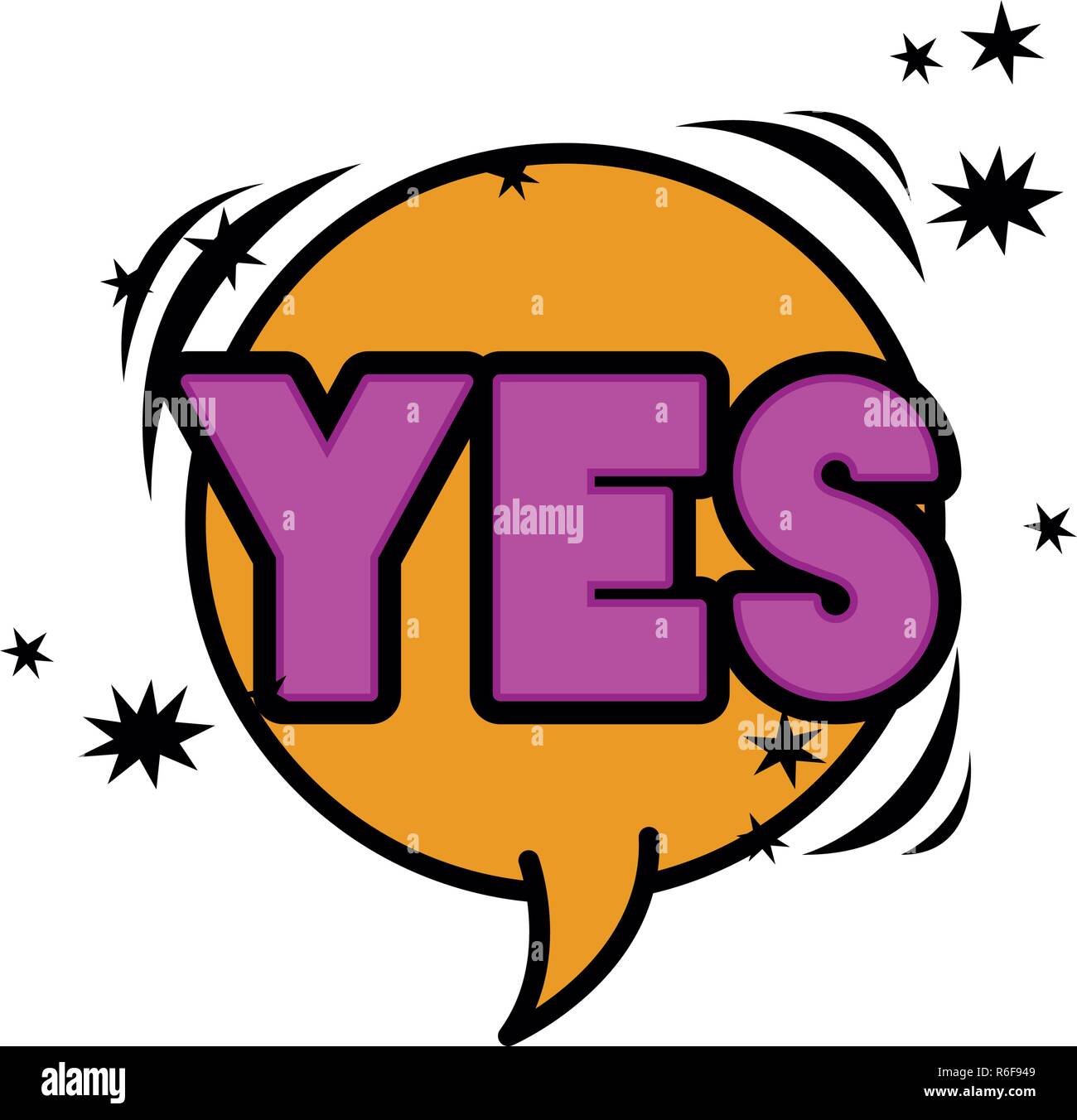 yes comic words in speech bubble isolated icon Stock Vector Image & Art ...