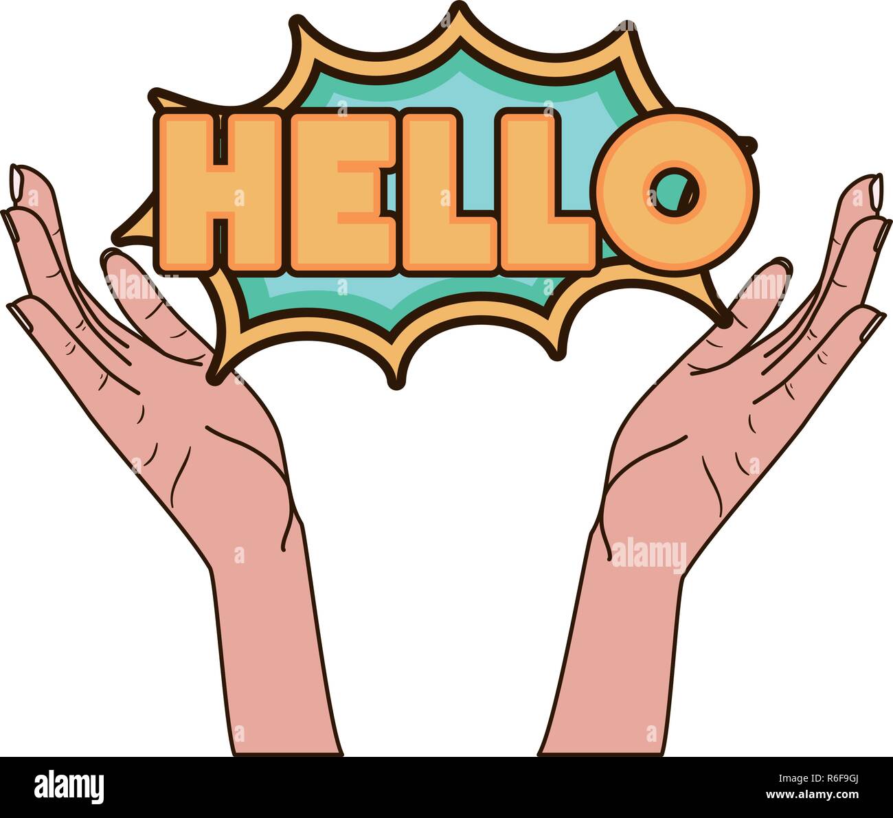 open hand receiving comic words in speech bubble Stock Vector Image ...