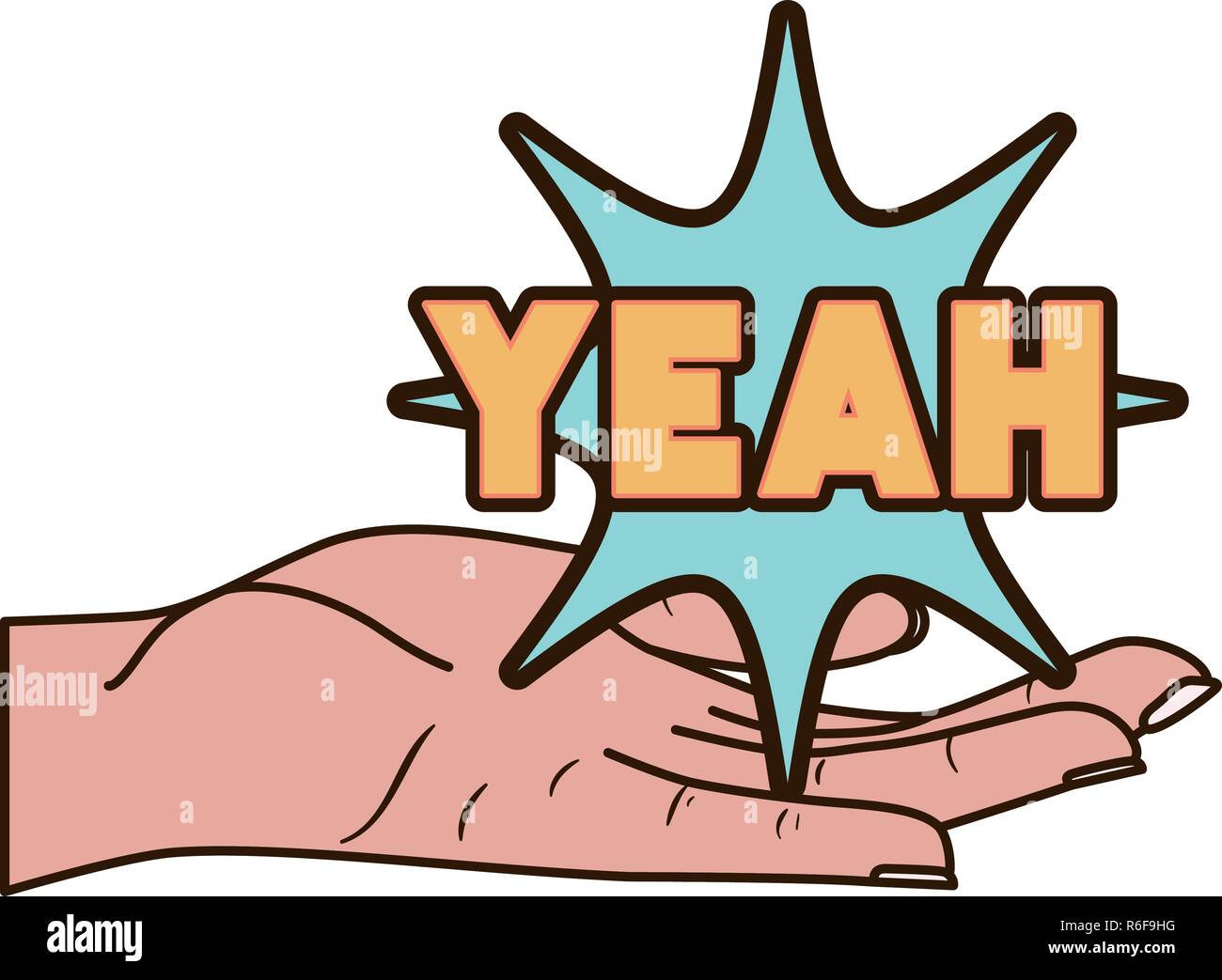 open hand receiving comic words in speech bubble Stock Vector Image ...