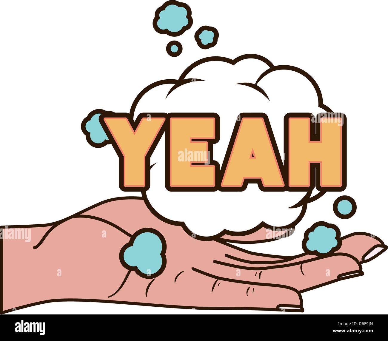 open hand receiving comic words in speech bubble Stock Vector Image ...