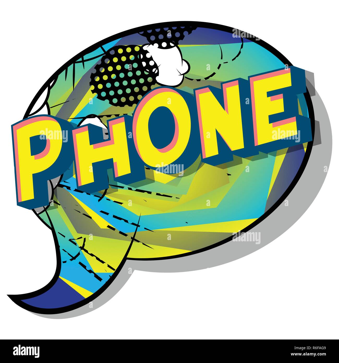 Phone - Vector illustrated comic book style phrase on abstract ...