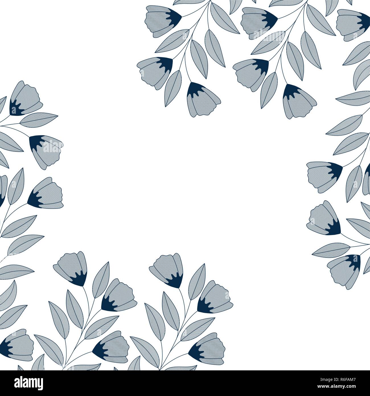 frame with flowers and leaves isolated icon Stock Vector Image & Art ...