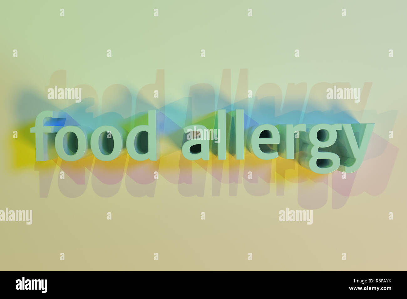 Food allergy, typography, keywords, CGI. Decorative, illustrations. For ...
