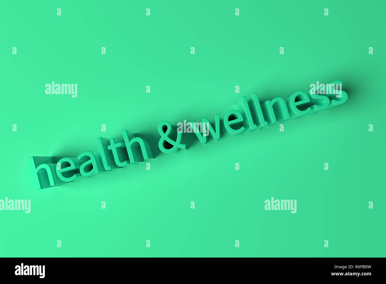 Health & wellness, 3D rendering. Typography, CGI keywords, for design ...