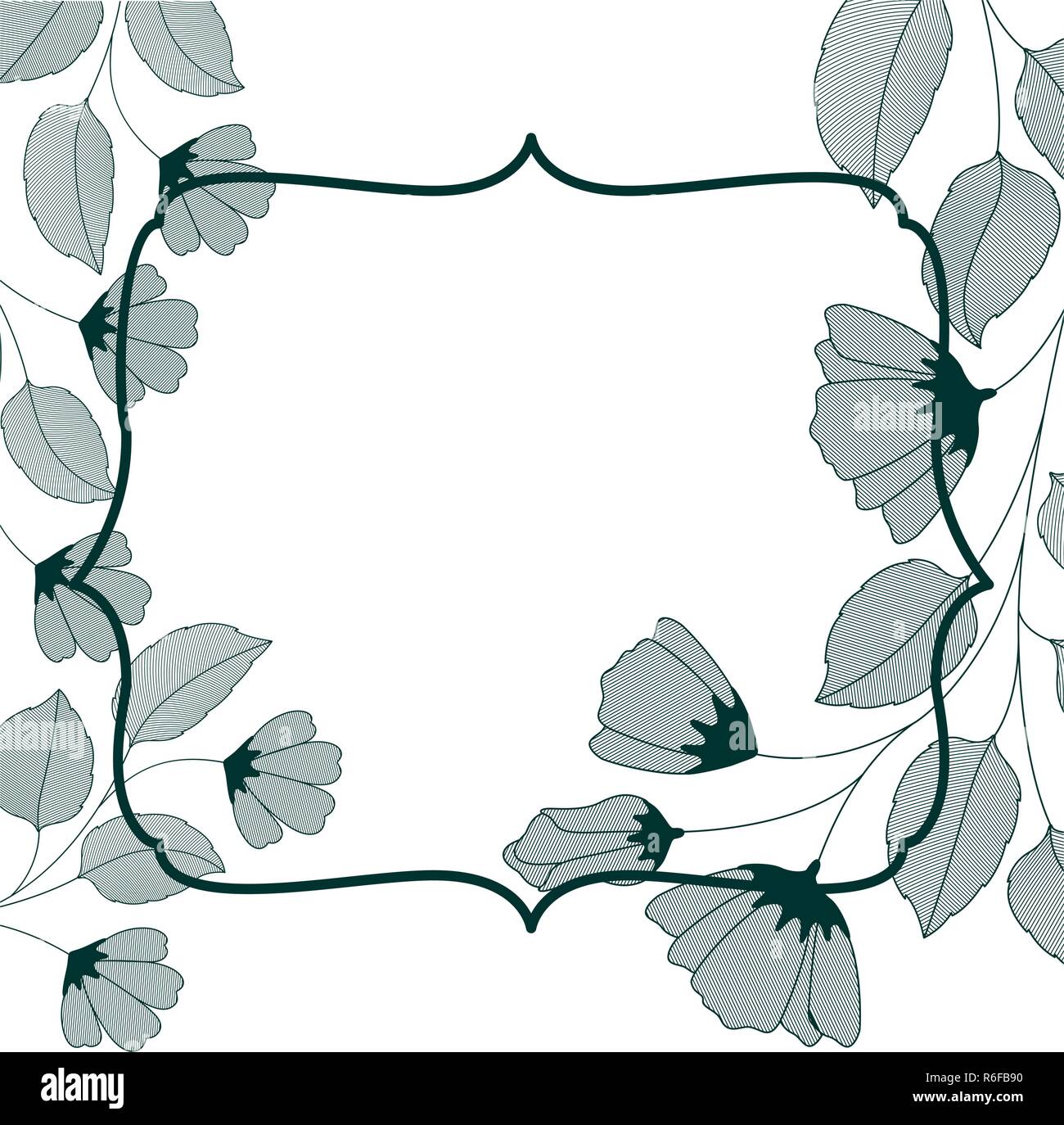 frame with flowers and leaves isolated icon Stock Vector Image & Art ...