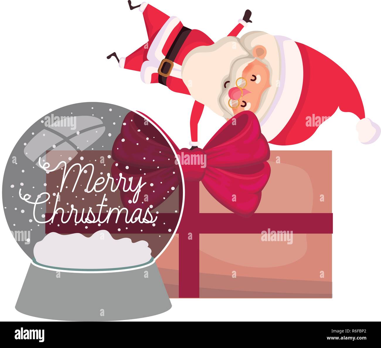 santa claus with crystal ball and gift box Stock Vector Image & Art - Alamy