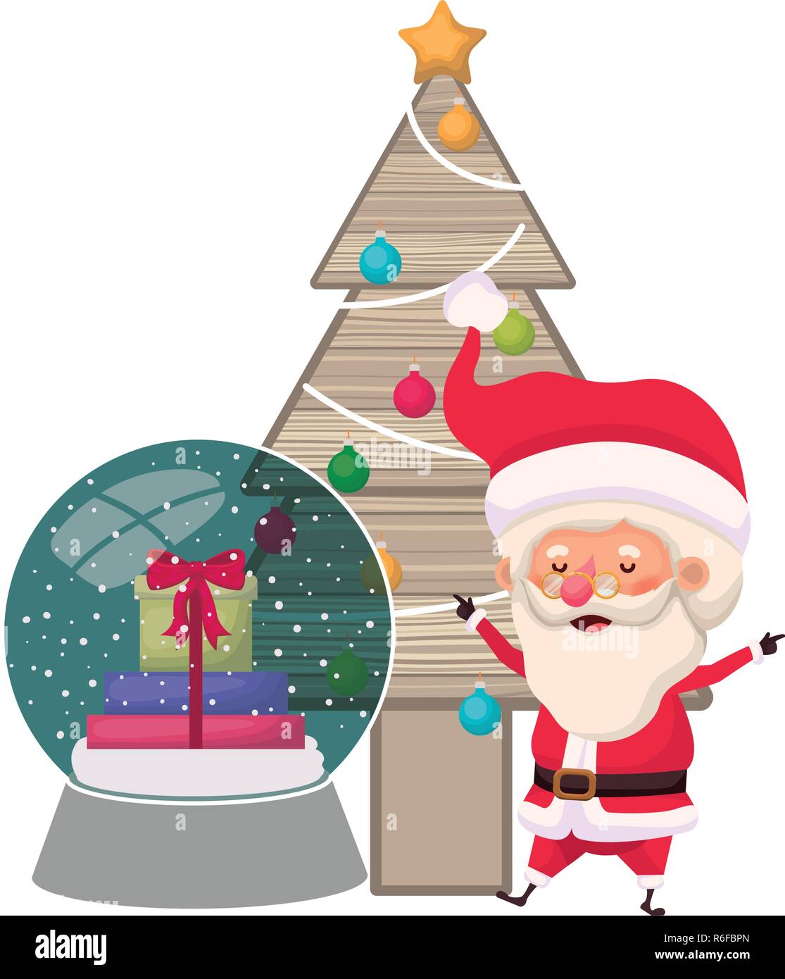 santa claus with christmas tree Stock Vector Image & Art - Alamy