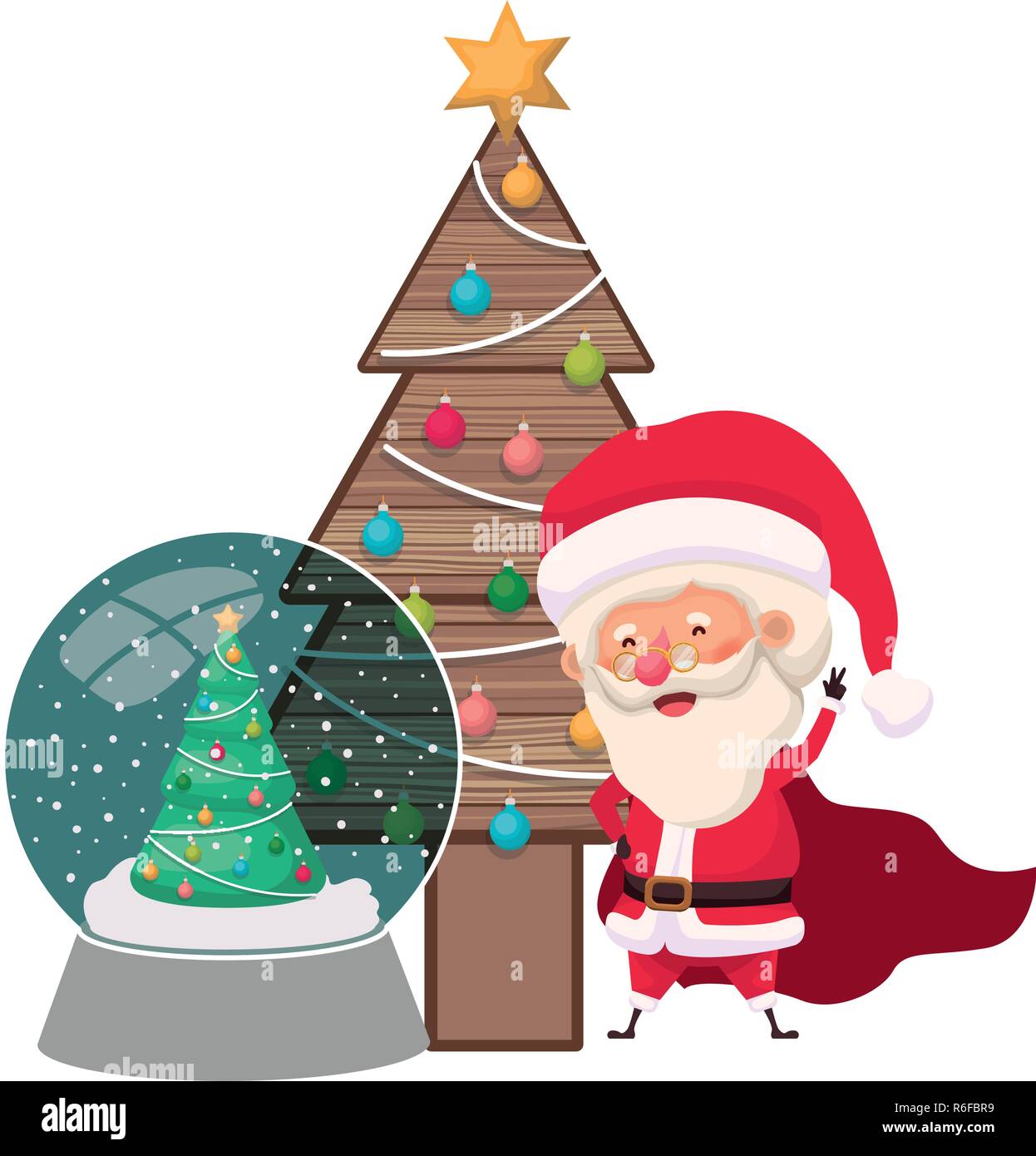 santa claus with christmas tree Stock Vector Image & Art - Alamy