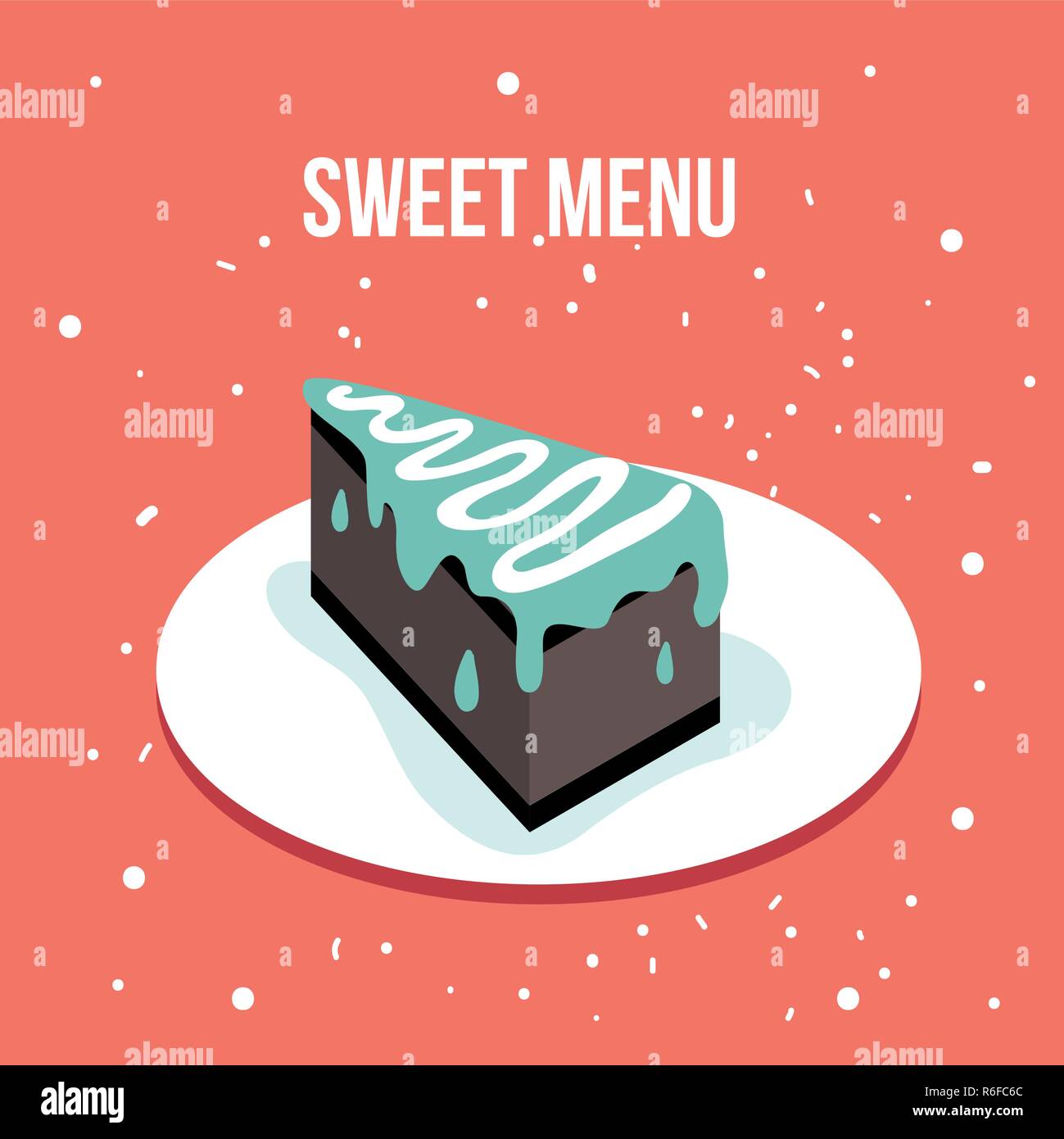 Delicious Sweet Cake Dessert Plate Modern Cute Flat Design Style Vector Illustration Stock