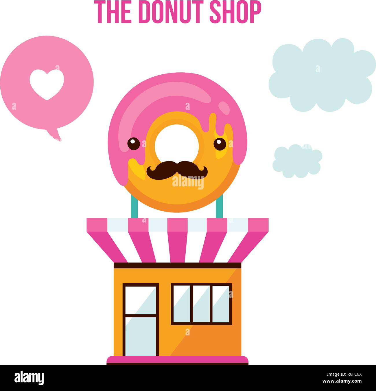 Cute donut shop facade Food Delicious dessert modern flat design Vector ...