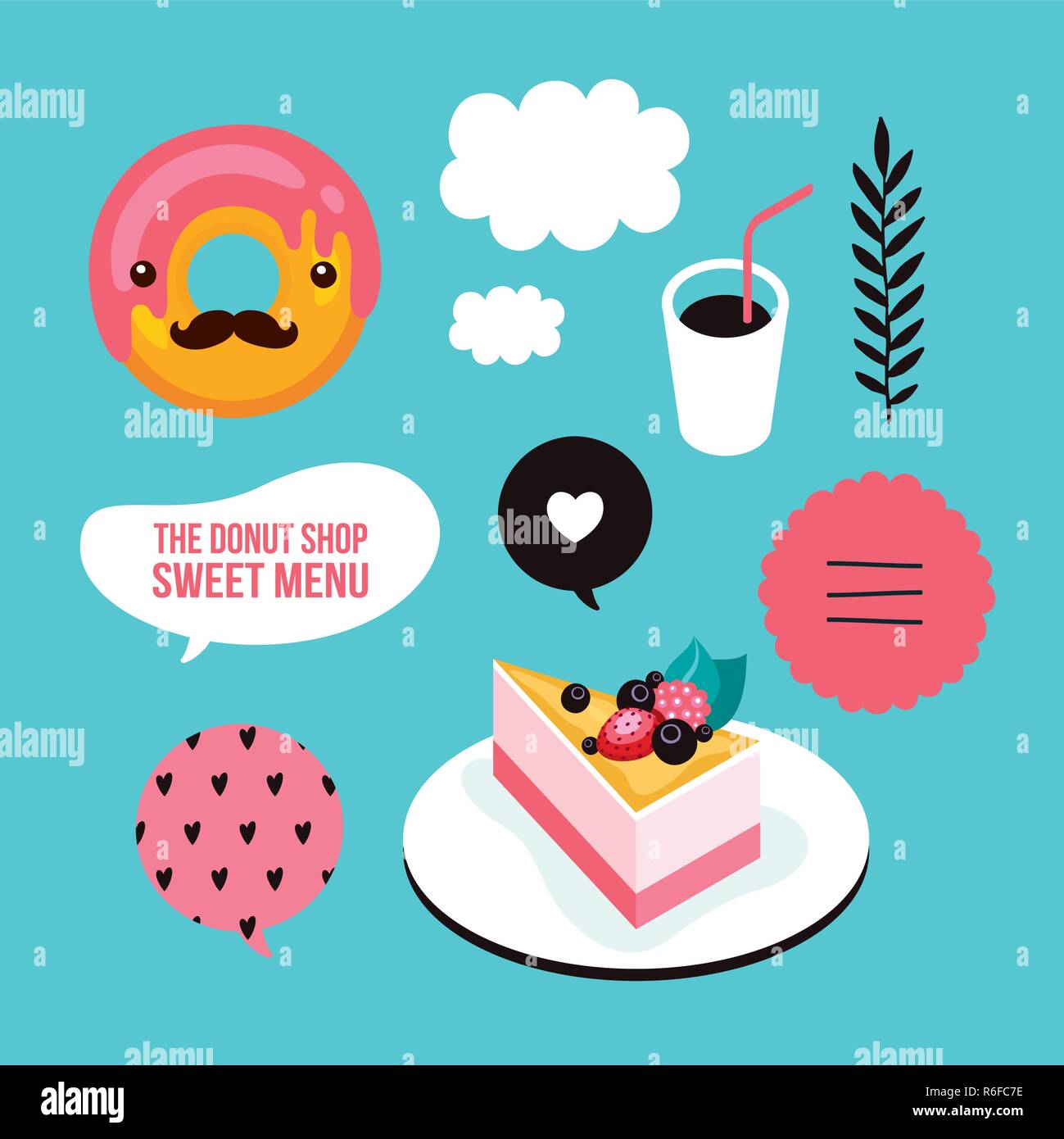 Sweet menu Food Delicious dessert Berry cheesecake donut coffee set ...