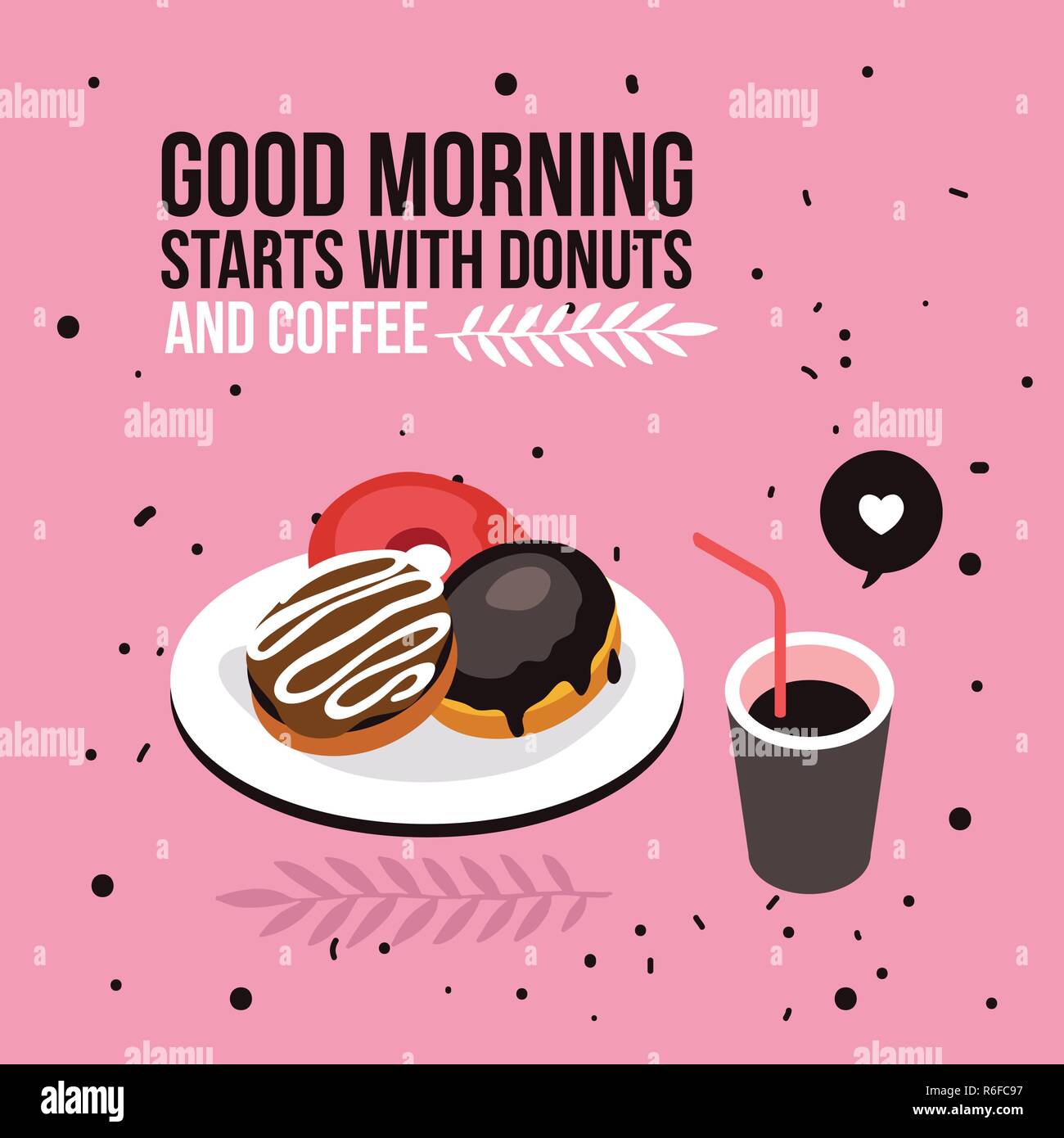 Perfect breakfast Donuts Coffee background Modern flat isometric design ...