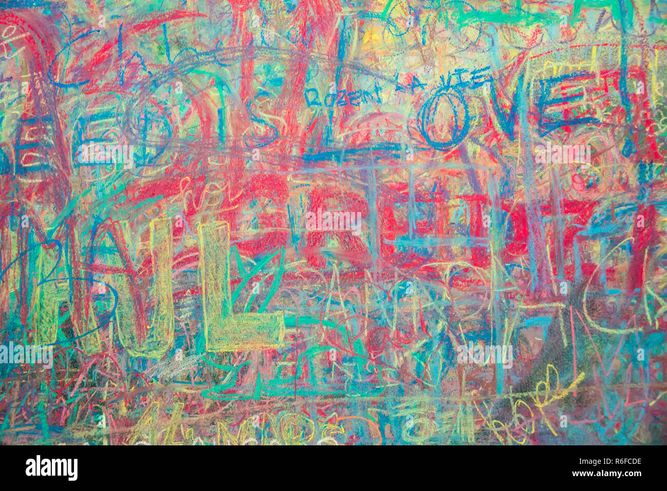Chalk wall graffiti closeup background Stock Photo - Alamy