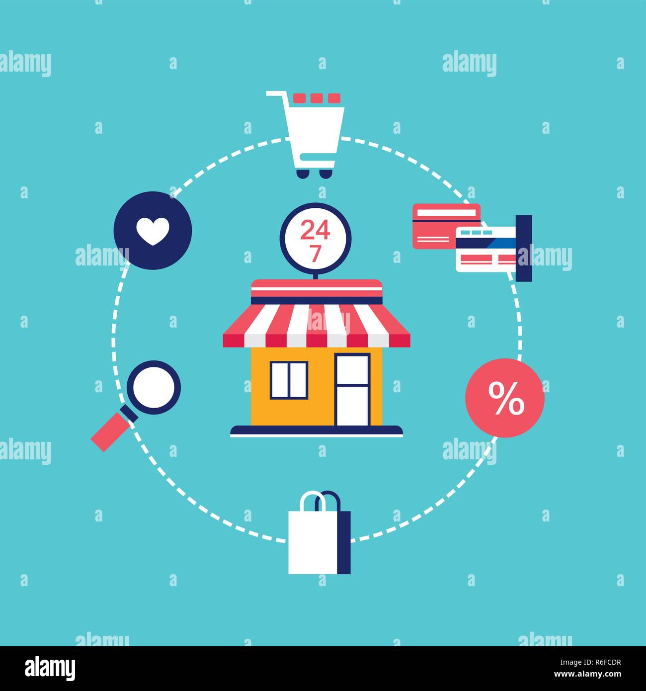 E-commerce concept Online shopping Modern flat design Vector ...