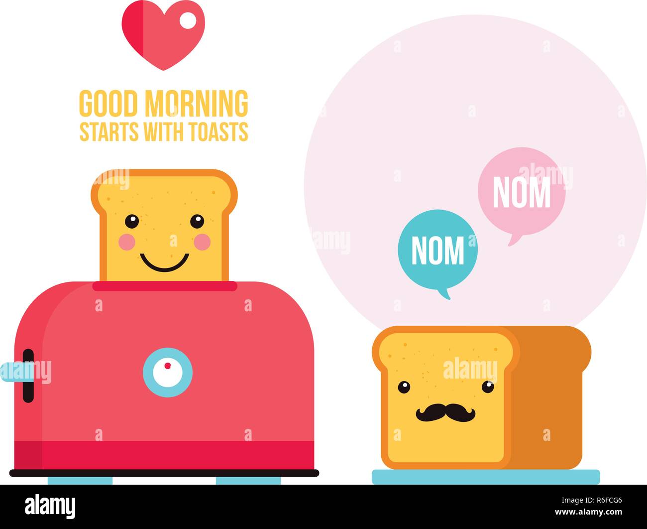 Toaster Funny hipster toasted bread loaf with mustache Cartoon ...