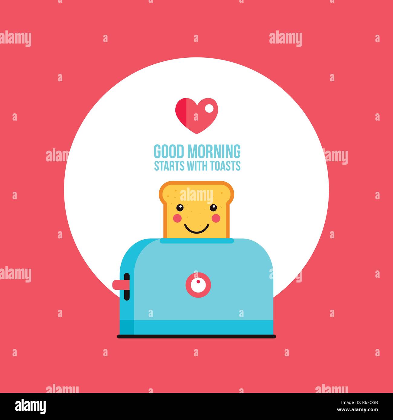 Toaster and funny toasted bread with cute smile Cartoon character ...