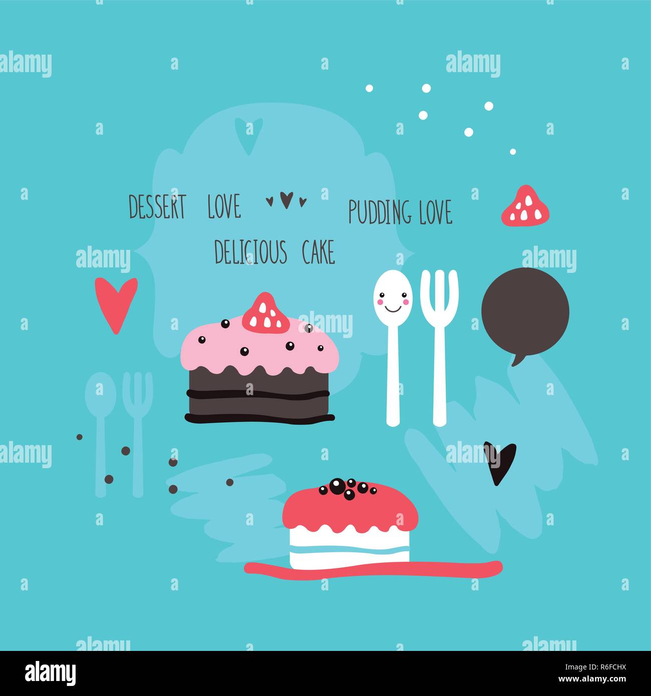 Cute hand drawn cakes Delicious Sweet dessert banner Vector ...