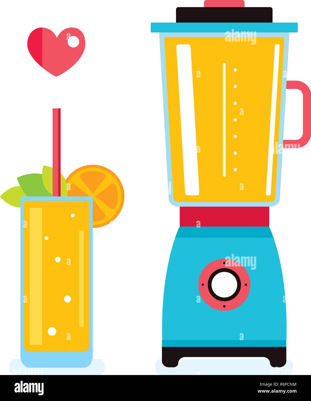 Blender and fresh smoothie juice in the glass Vector illustration Stock ...